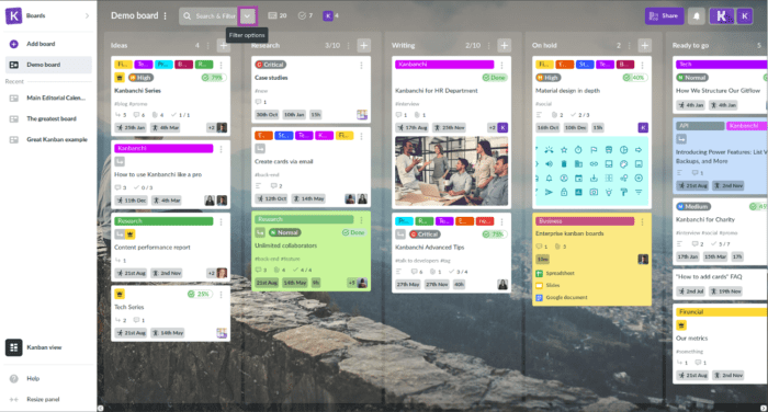 How can I filter cards on the board? - Kanbanchi