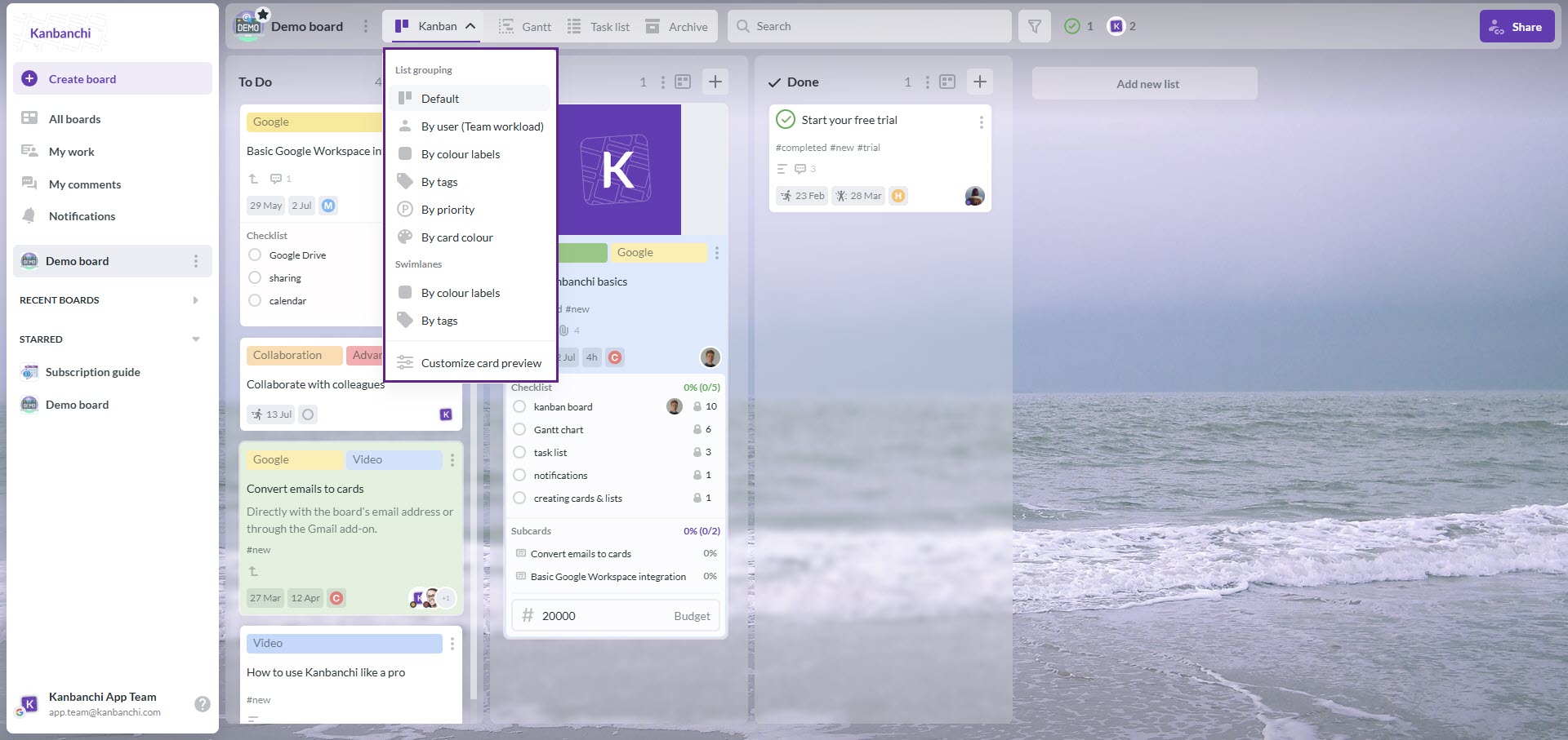 How to switch between board views? - Kanbanchi