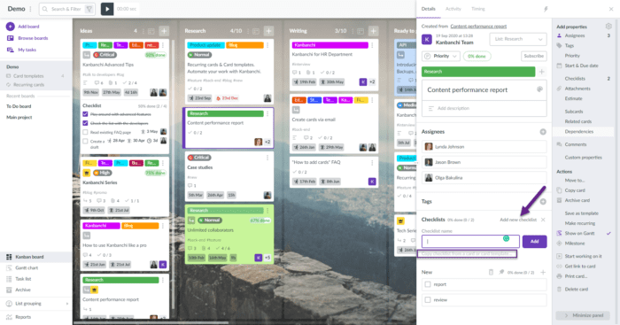 How to copy checklist from existing card or template? - Kanbanchi