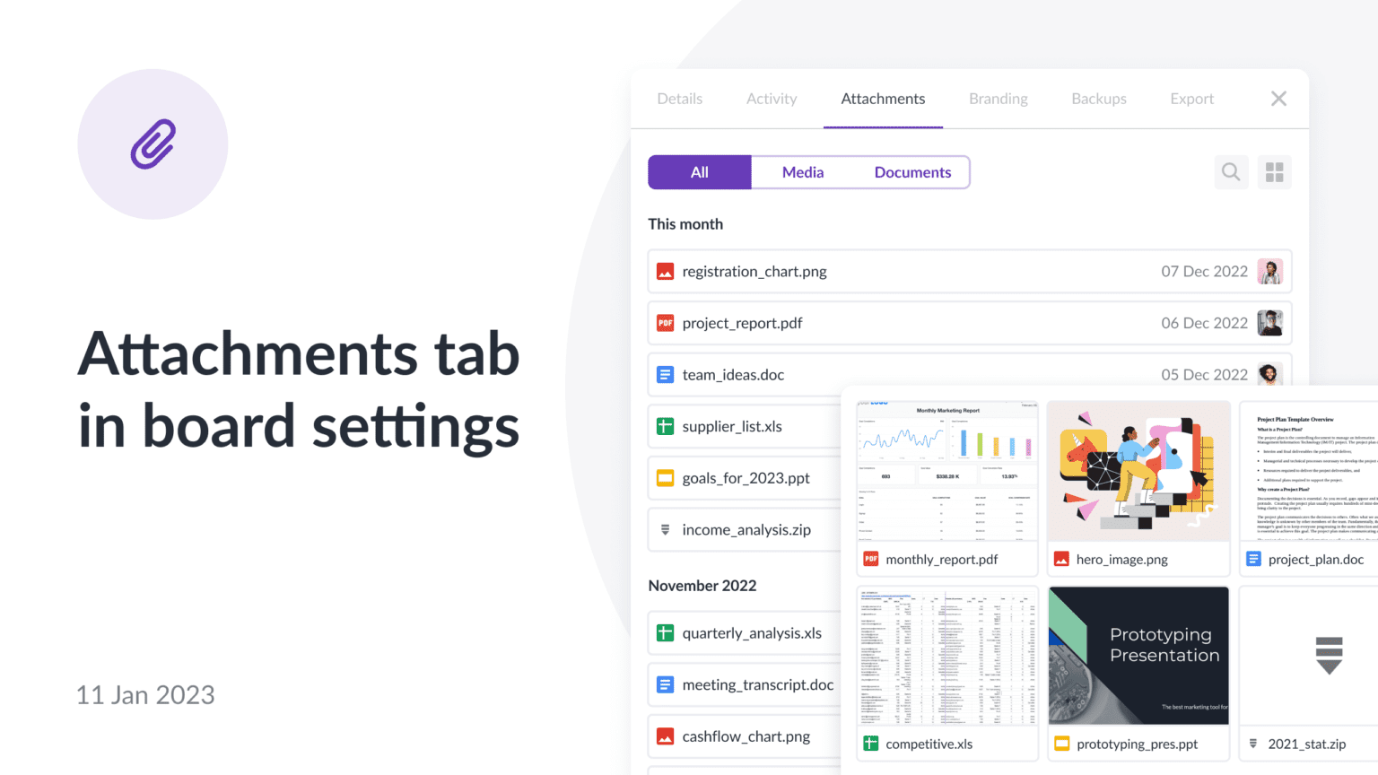 Attachments tab in Board settings - Kanbanchi