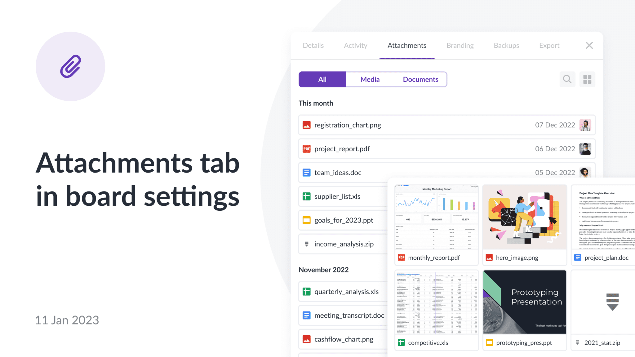 Attachments tab in Board settings - Kanbanchi