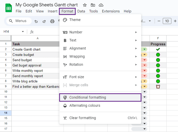 How to create a Gantt chart in Google Sheets? - Kanbanchi