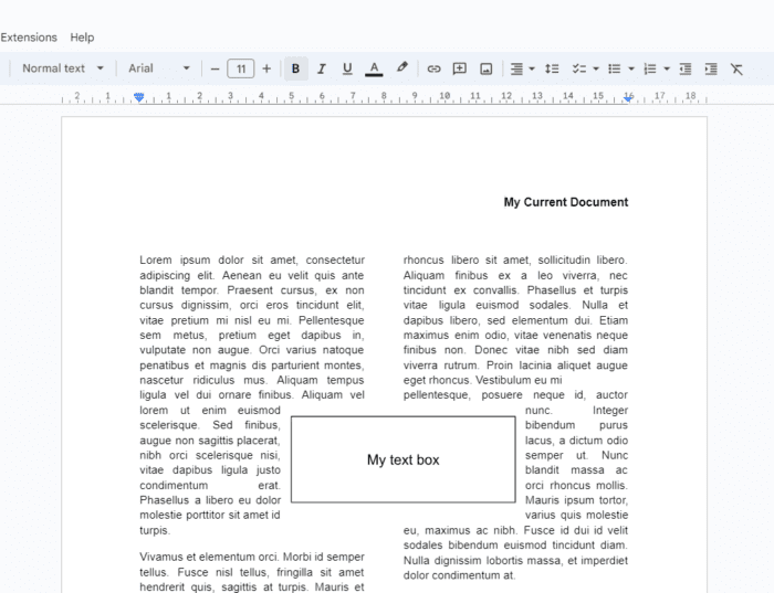 How to add text box in Google Docs - Kanbanchi